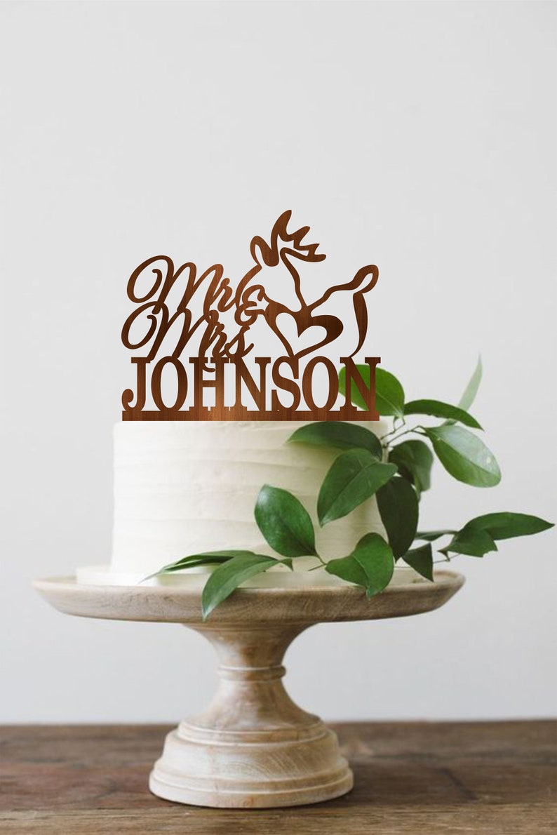 Deer Wedding Cake Topper SVG, Buck and Doe Last Name Cake Topper Svg ...
