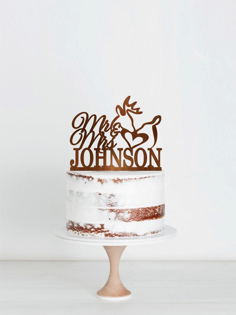 Deer Wedding Cake Topper SVG, Buck and Doe Last Name Cake Topper Svg ...