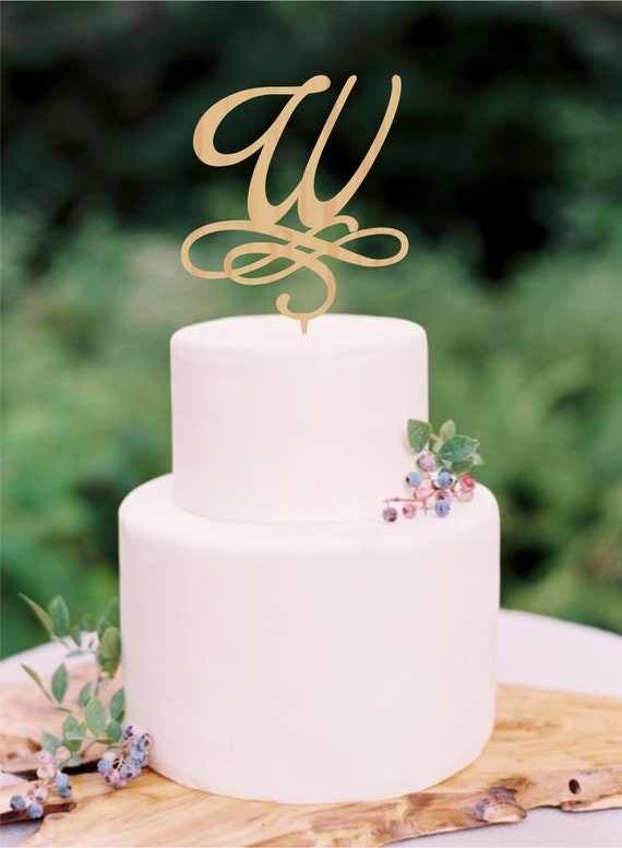 W Monogram Wedding Cake Toppers