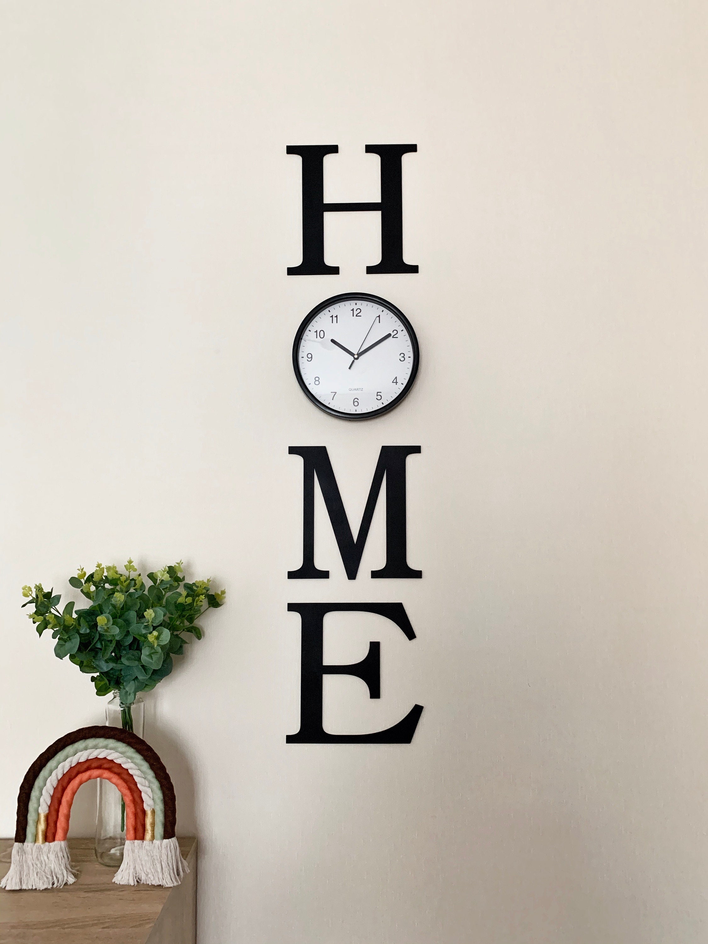 Large HOME Decor Sign With Clock Home Wood Sign HOME Wall | Etsy