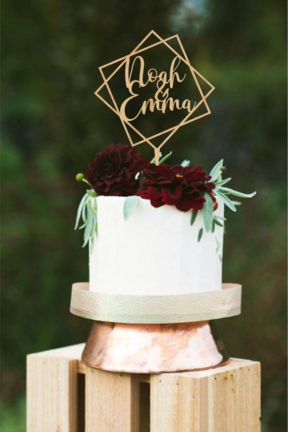 Geometric Cake Topper for Wedding Personalized Wedding Cake - Etsy