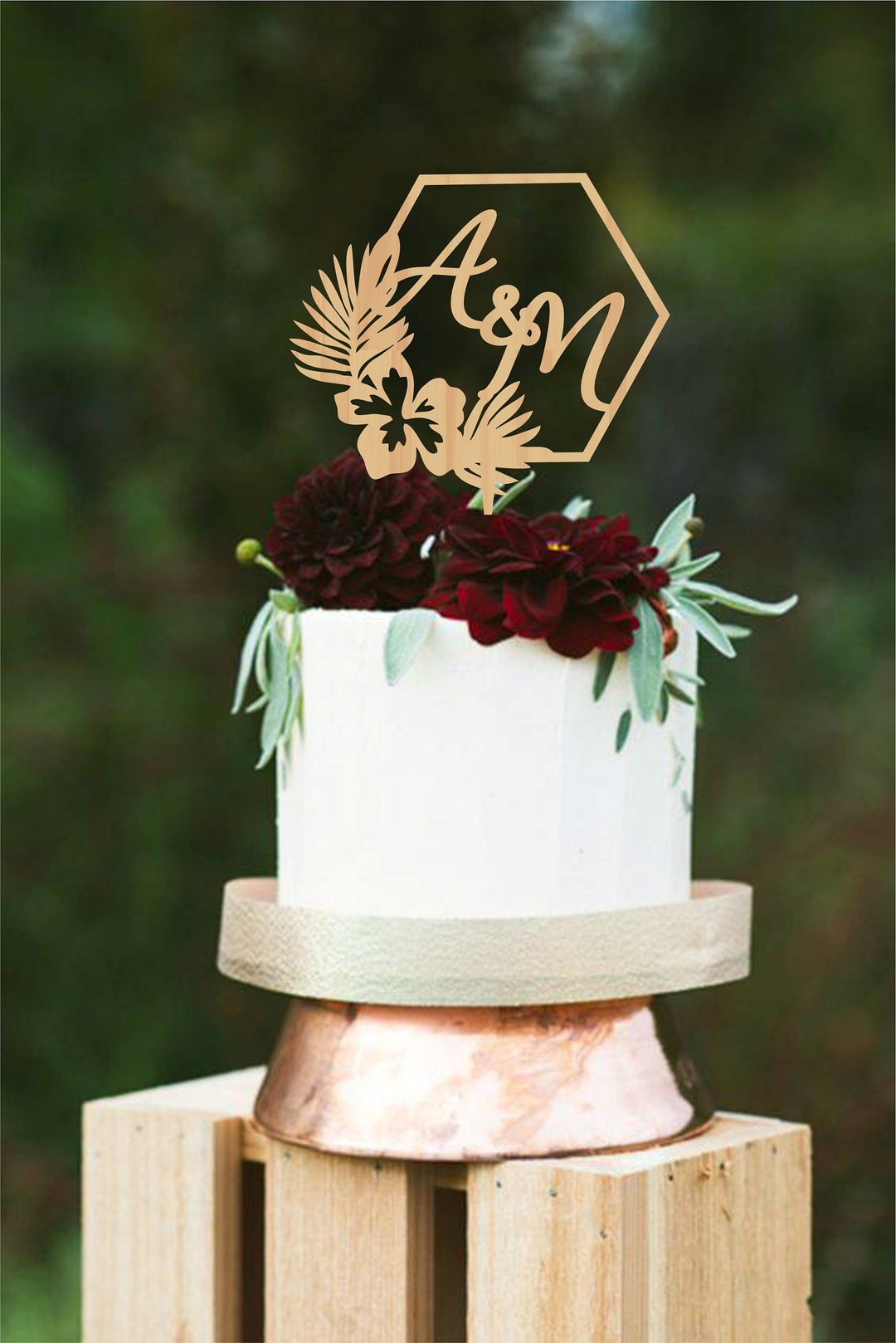 Tropical Wedding Cake Topper, Hexagon Cake Toppers for Wedding ...