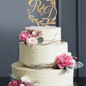 Custom Initials Cake Topper Svg, Wreath Wedding Topper Laser Cut Files ...
