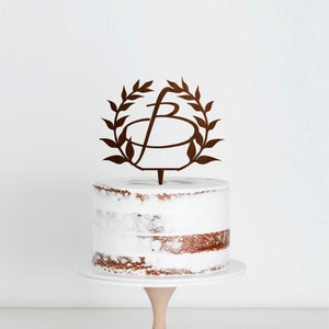 B Letter Cake Topper Script Cake Topper Wreath Wedding Cake - Etsy