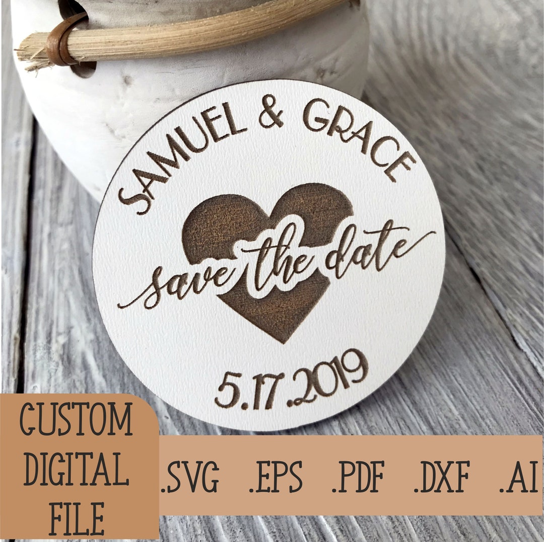 Rustic Wedding Save the Date Magnet SVG, Rustic Wooden Heart Wedding ...