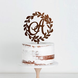 A Letter Cake Topper, Custom Initial Cake Topper, Wreath Cake Topper ...