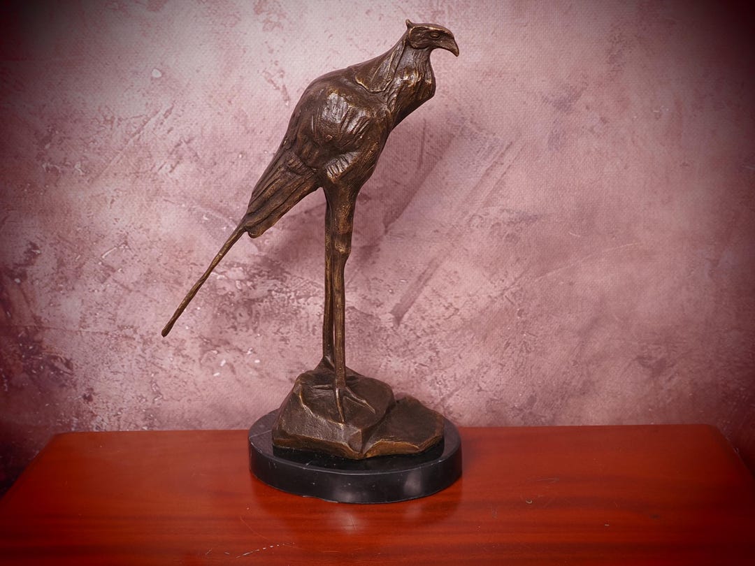 Bronze Sculpture of A Secretary Bird, Signed by Bugatti Secretary Bird ...