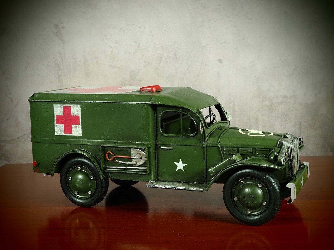 Vintage Tin Model Tin Car Model Car Tin Military Ambulance Green, Gift ...