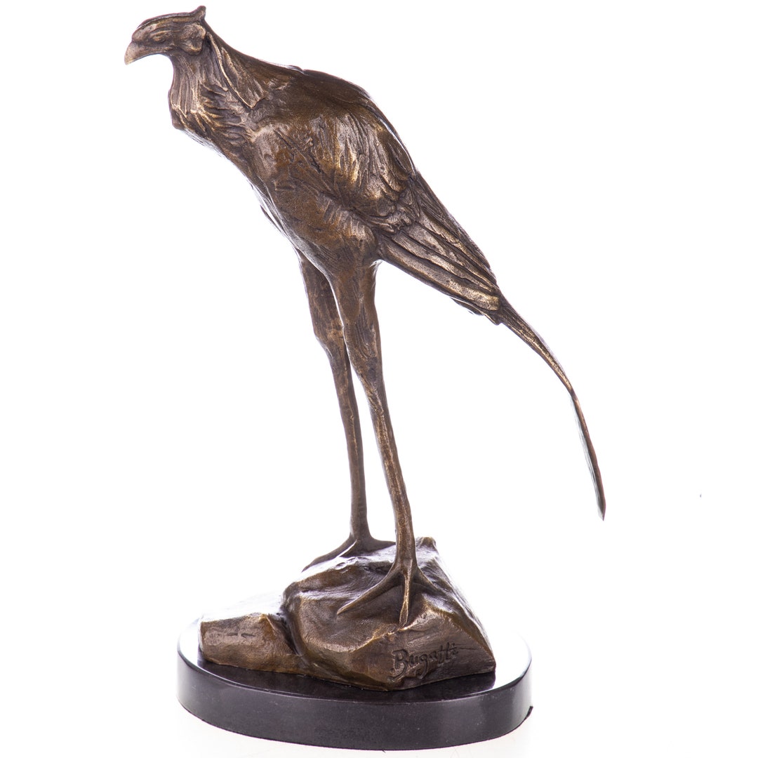 Bronze Sculpture of A Secretary Bird, Signed by Bugatti Secretary Bird ...