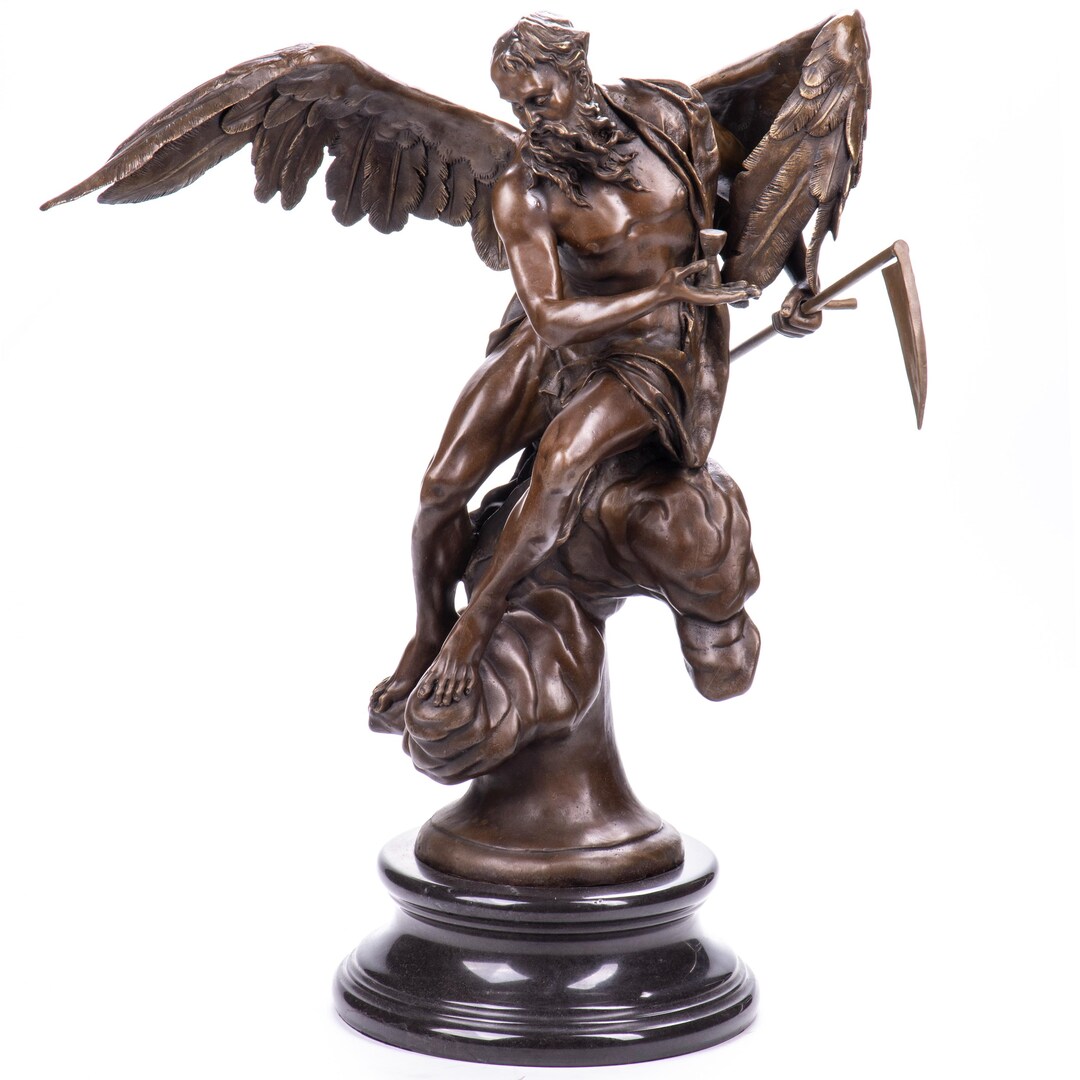 Mythological Bronze Sculpture Of Chronos, God Of Time With Scythe And ...