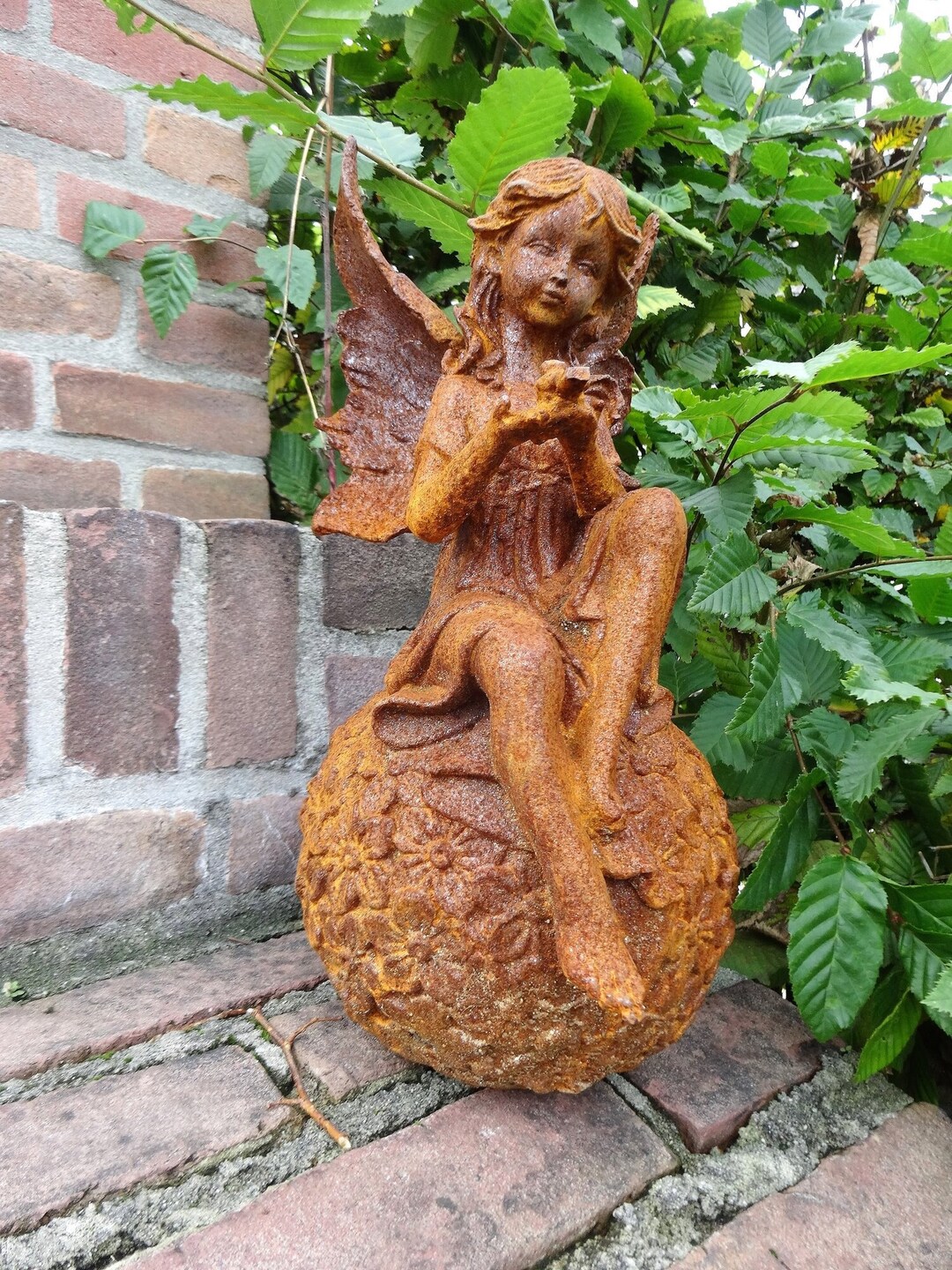 Large Cast Iron Angel Garden Statue Cast Iron Garden - Etsy