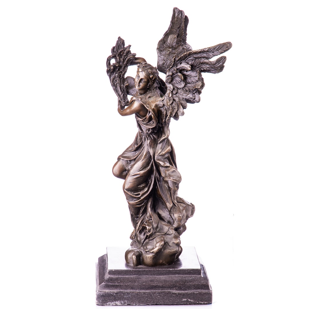Bronze Nike Goddess of Victory Victoria Raising Torch Statue Figurine ...