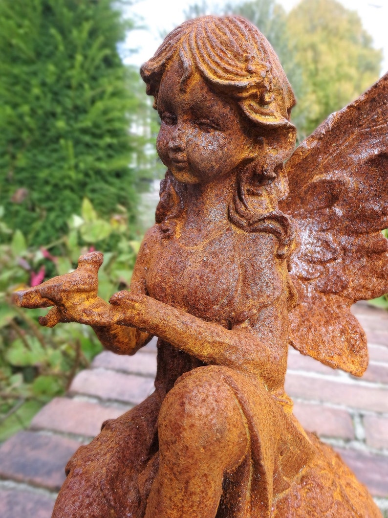 Large Cast Iron Angel Garden Statue Cast Iron Garden - Etsy