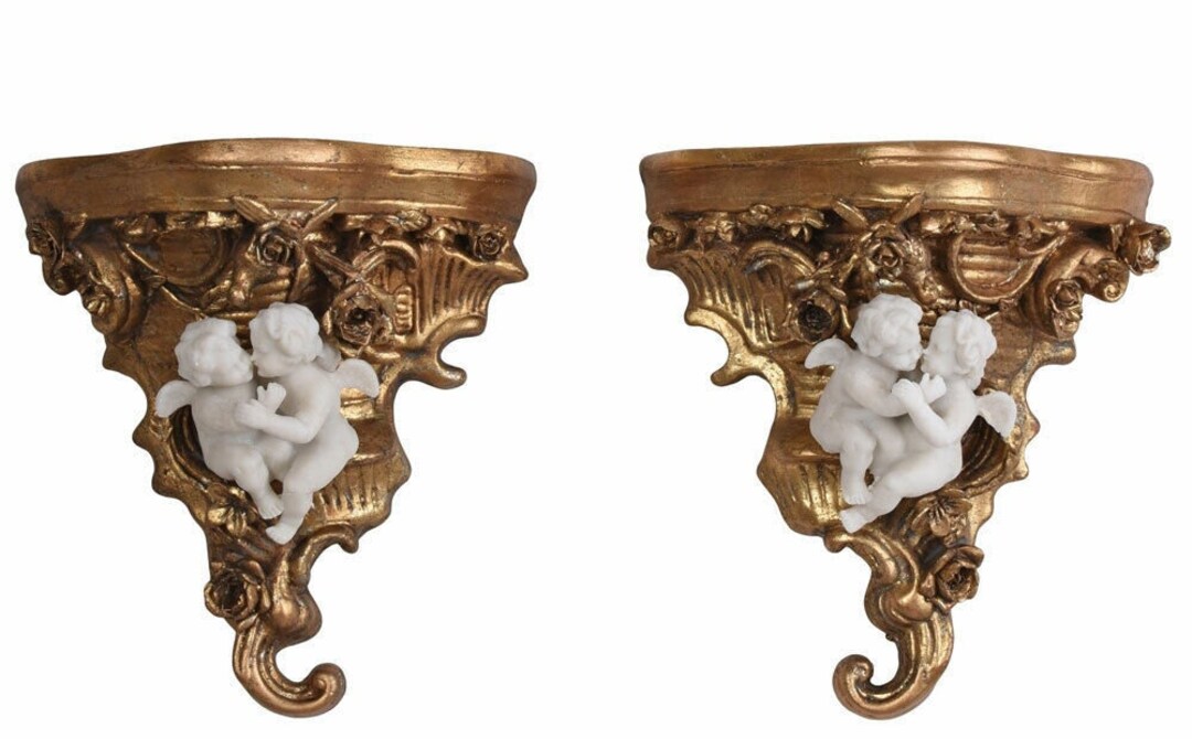 Antiquetwo Wall Consoles Baroque Angel Console Shelf Antique - Etsy