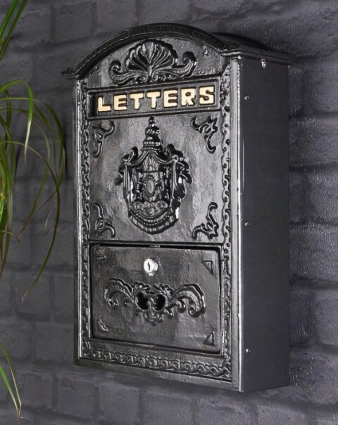 Elegant Antique Style Mailbox for Wall Mounting With Key, Black - Etsy