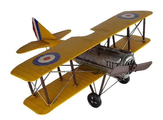 Vintage Yellow Biplane Metal Model Old Airplane Vintage Toy - Etsy