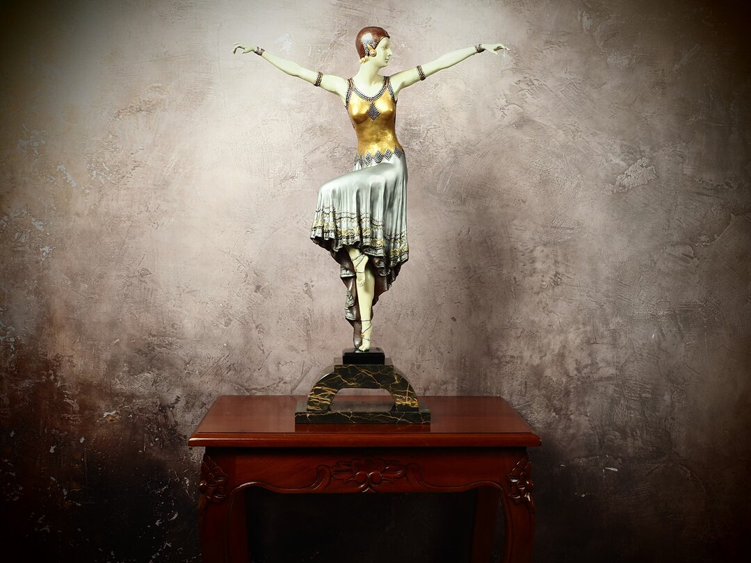Vibrant Art Deco Bronze Dancing Figure Sculpture Elegant Chiparus ...