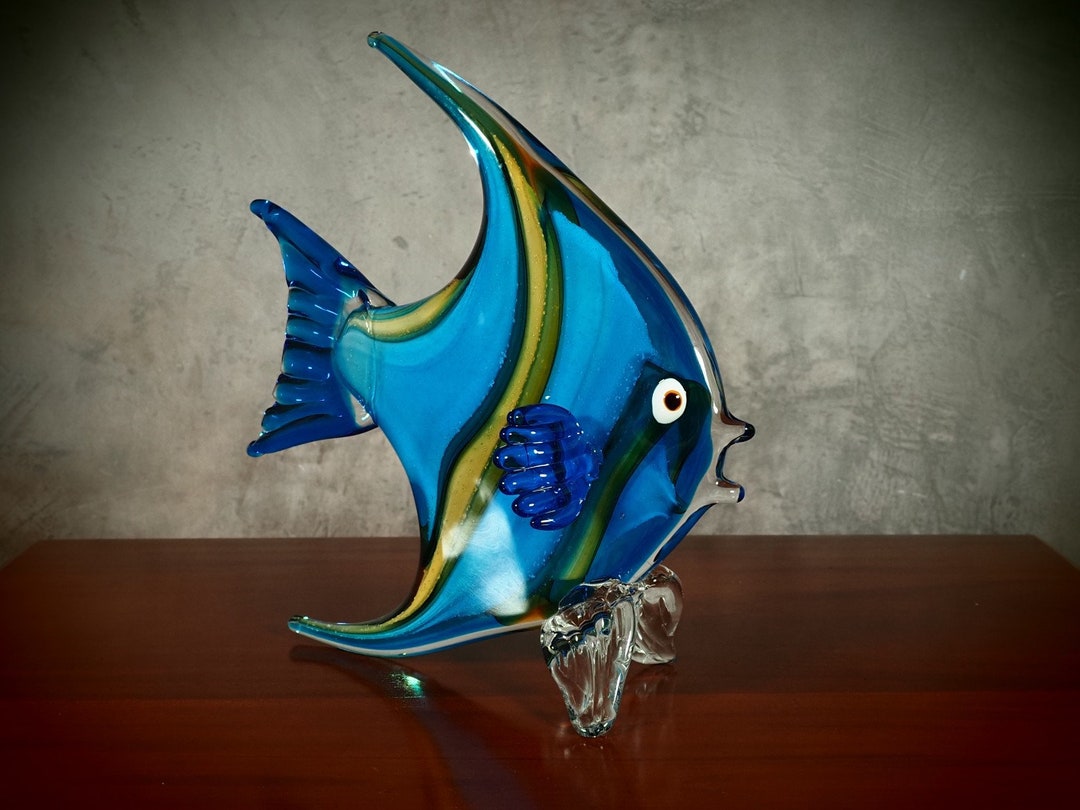 Murano-style Glass Fish Sculpture Elegant Art Gift for Home Decor ...