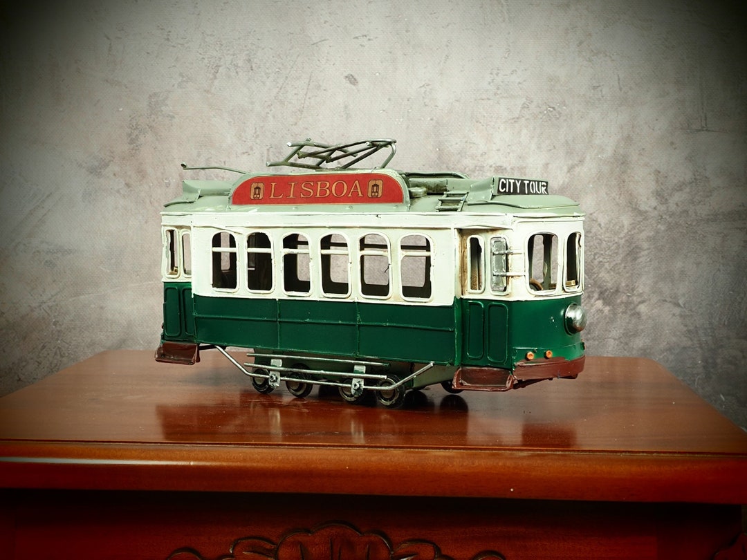 Authentic Vintage Lisbon Iron Tram Replica: 31 Cm Collectible Miniature ...