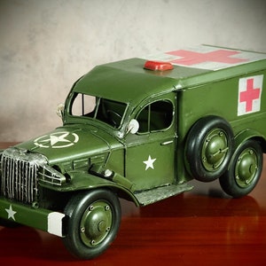 Vintage Tin Model Tin Car Model Car Tin Military Ambulance Green, Gift ...
