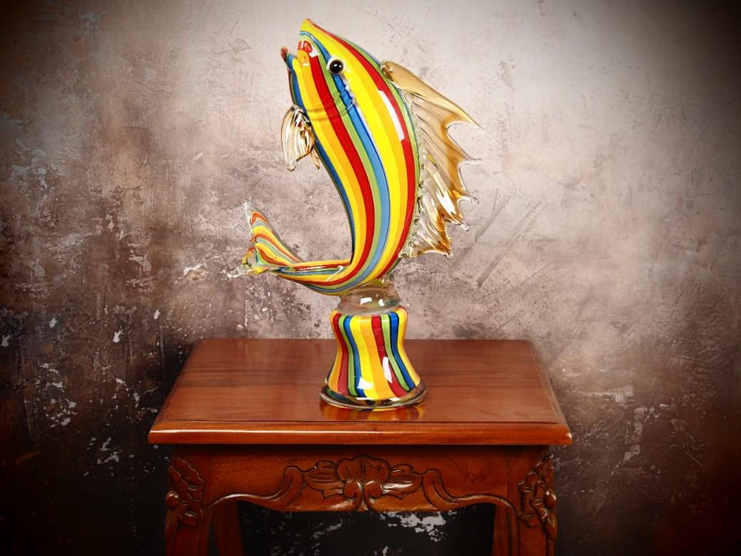Elegant Murano-style Fish Sculpture Handcrafted Glass Art - Etsy