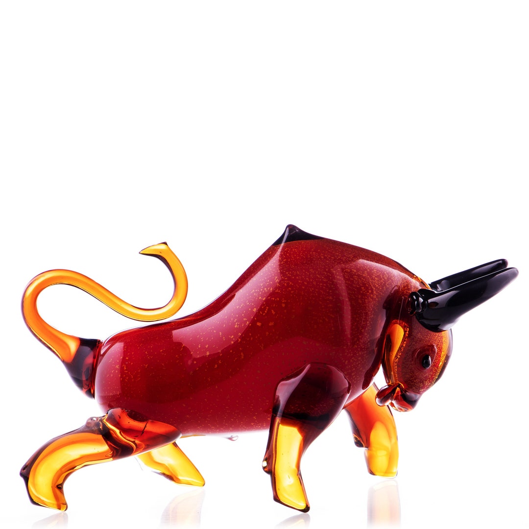 Xxl Elegant Murano-style Glass Bull Sculpture - Etsy