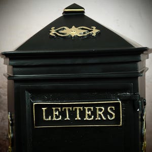 Elegant Vintage Black and Gold Wall-mounted Mailbox: A Regal Touch to ...