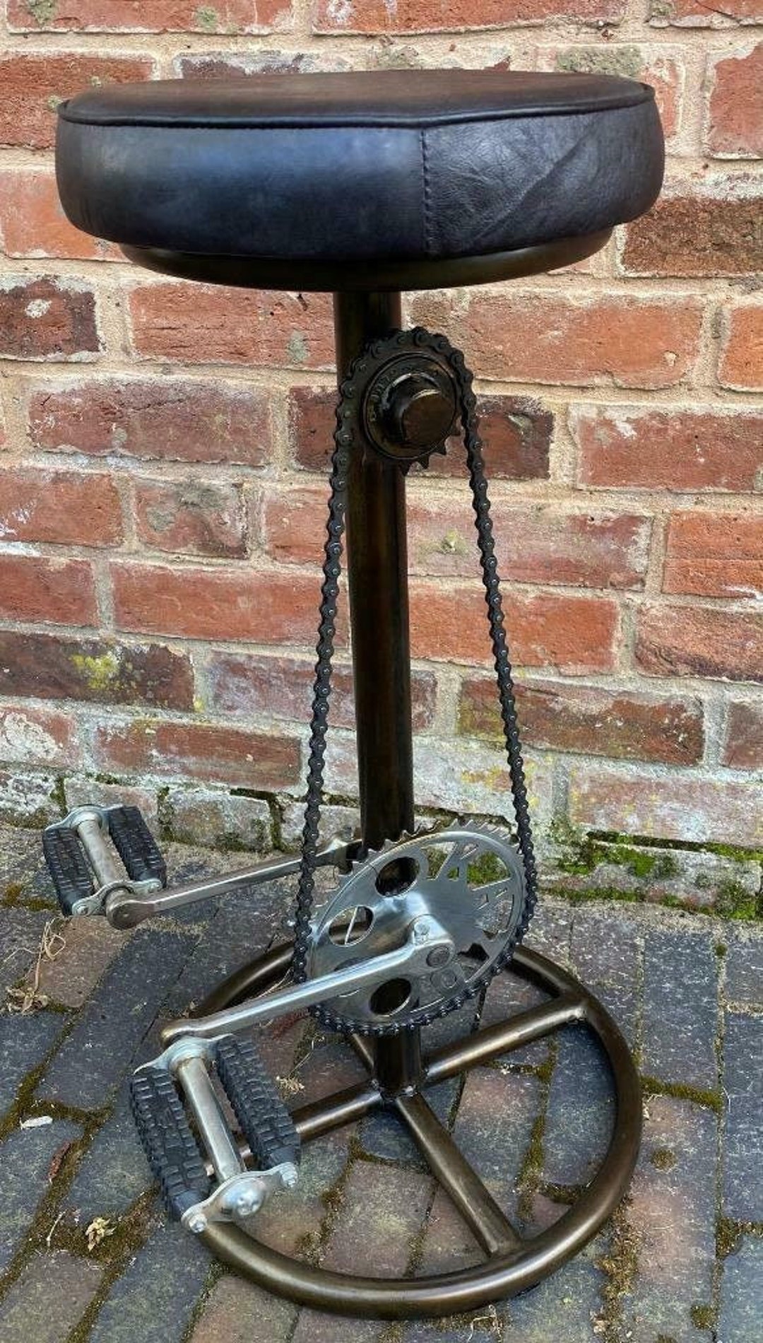 Industrial Bar Stools, Leather Soft Seat Height Adjustable Swivel Retro ...