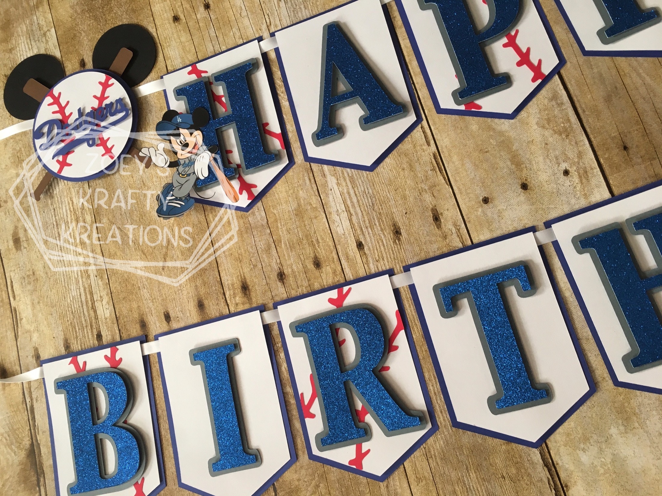 Dodgers Mickey Inspired Banner/birthday Banner/dodgers - Etsy