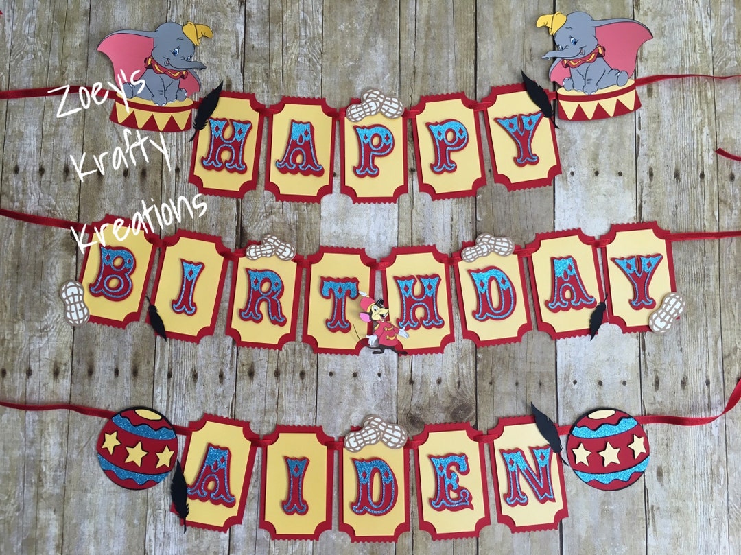 Dumbo Birthday Banner/dumbo Banner/dumbo Theme/circus Theme/kids Party ...
