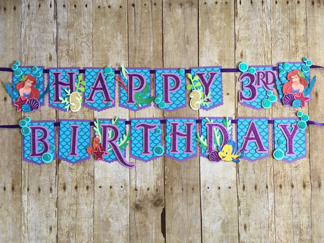 The Little Mermaid Birthday Banner/ Ariel Banner - Etsy