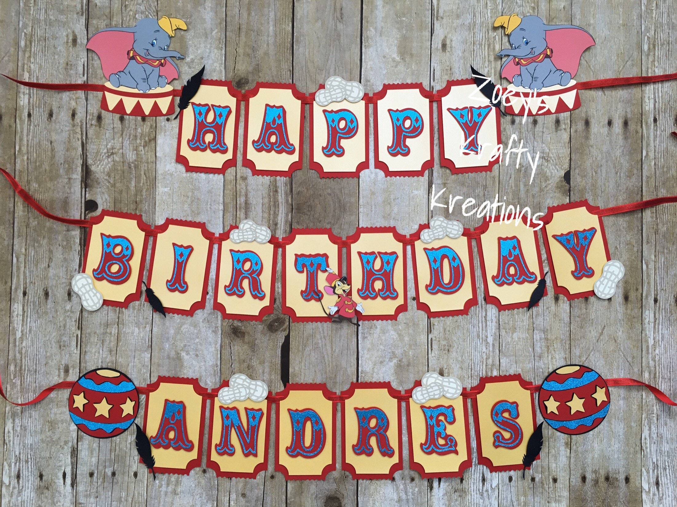 Dumbo Birthday Banner/dumbo Banner/dumbo Theme/circus Theme/kids Party ...