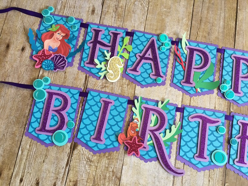 The Little Mermaid Birthday Banner/ Ariel Banner - Etsy