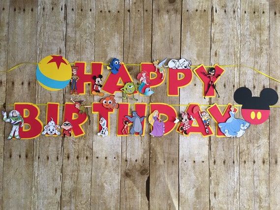 Pixar Banner/ Disney Banner /pixar Disney Birthday Banner - Etsy