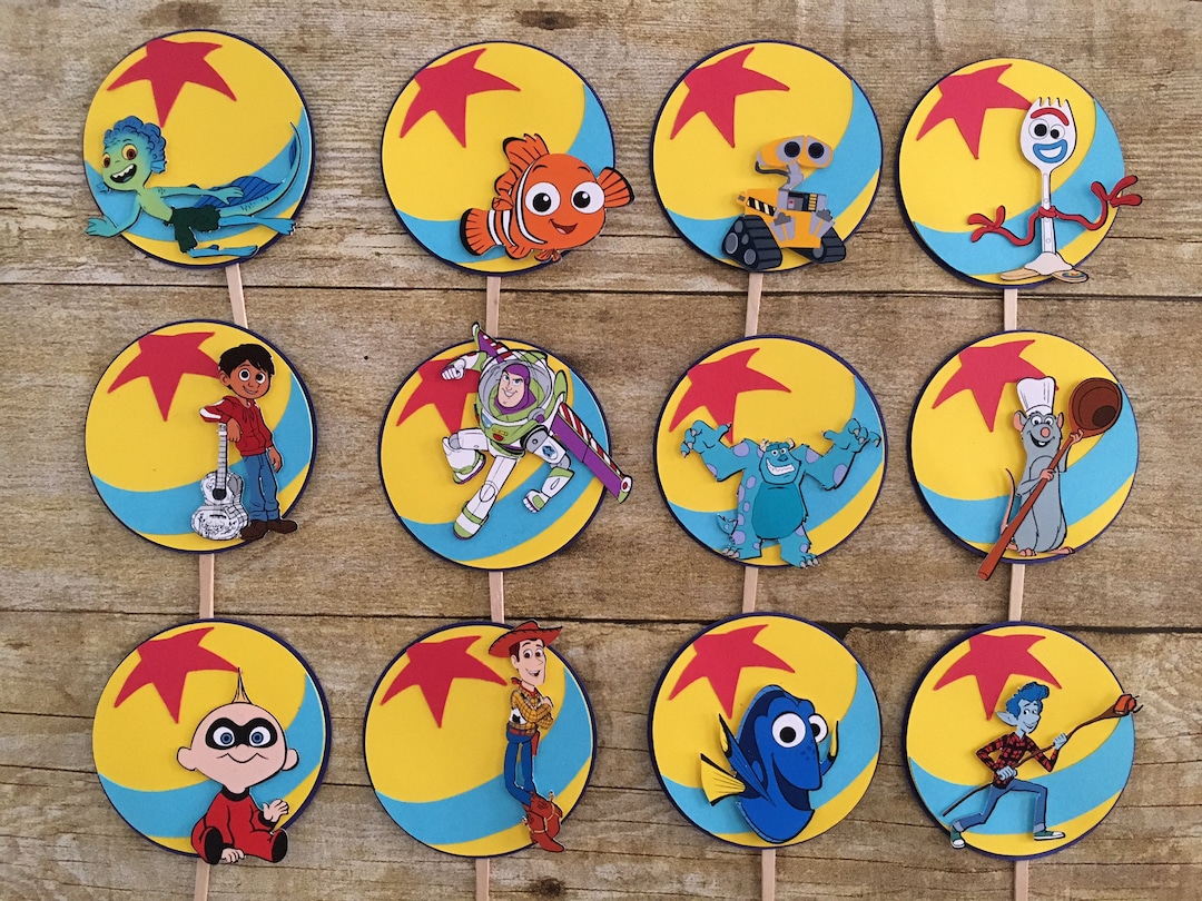 Pixar Cupcake Topper-set of 12 - Etsy