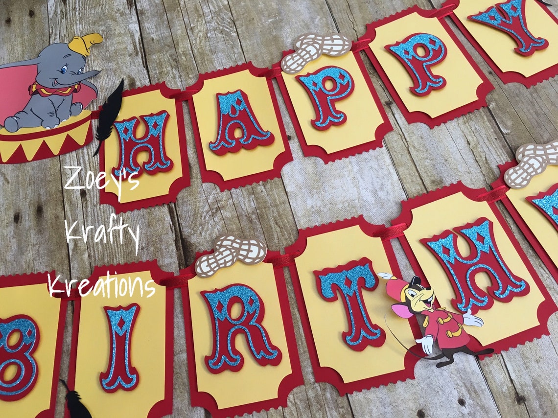 Dumbo Birthday Banner/dumbo Banner/dumbo Theme/circus - Etsy