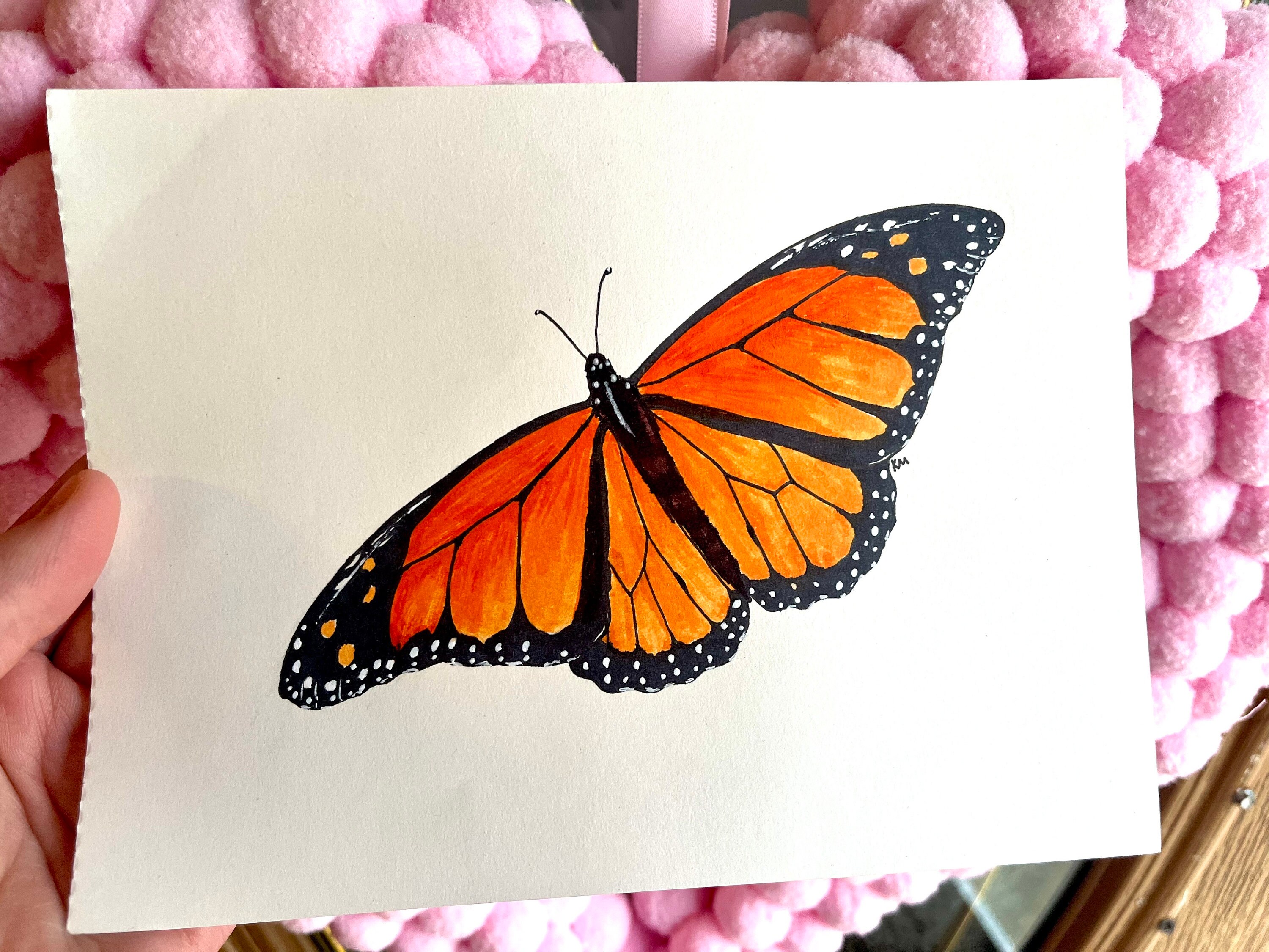 Monarch Butterfly Small Original Marker Drawing, Danaus Plexippus ...