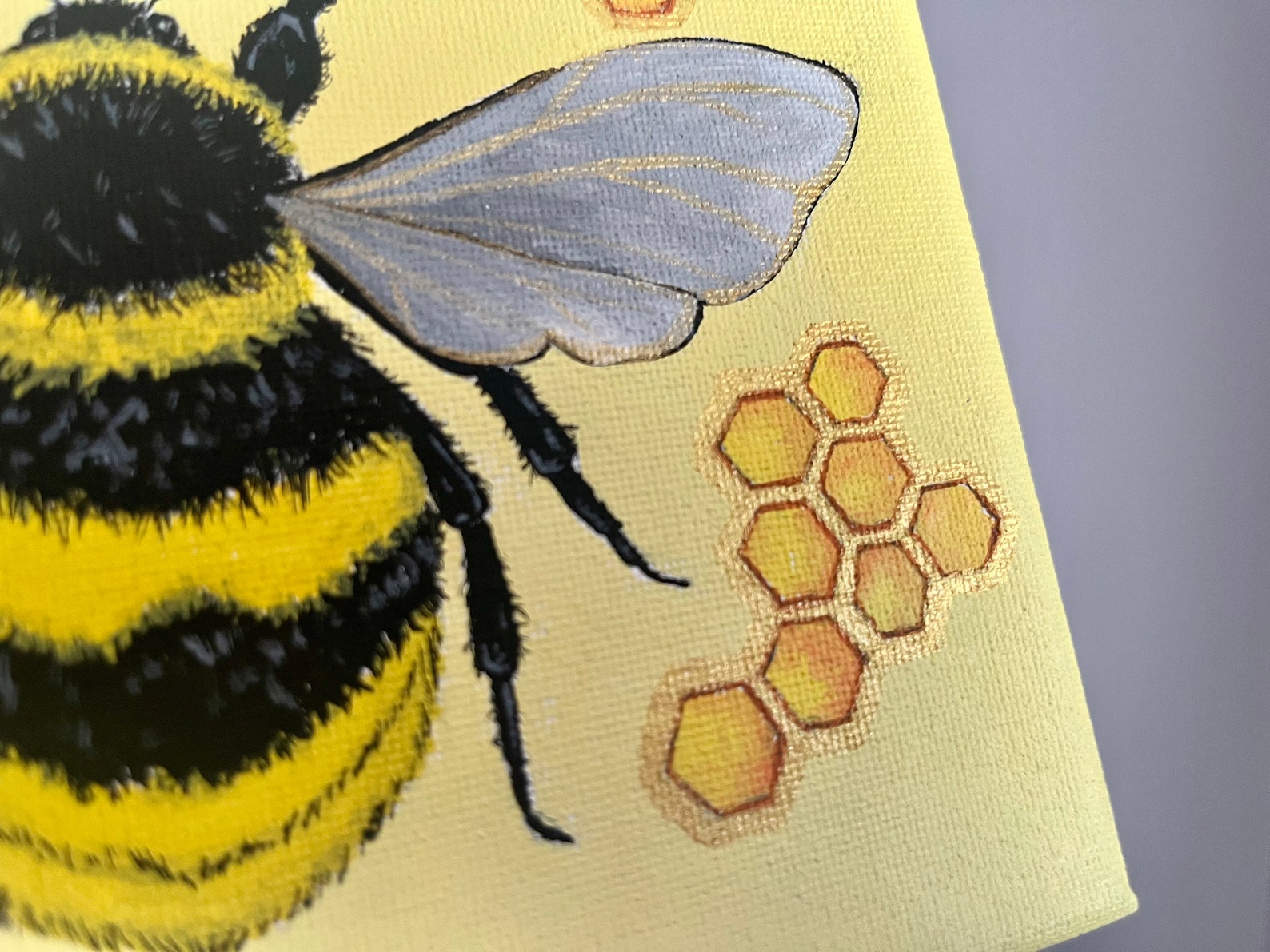 Small Honey Bee Acrylic Painting, 5x7 Bee Artwork, Honey Bee Acrylic ...