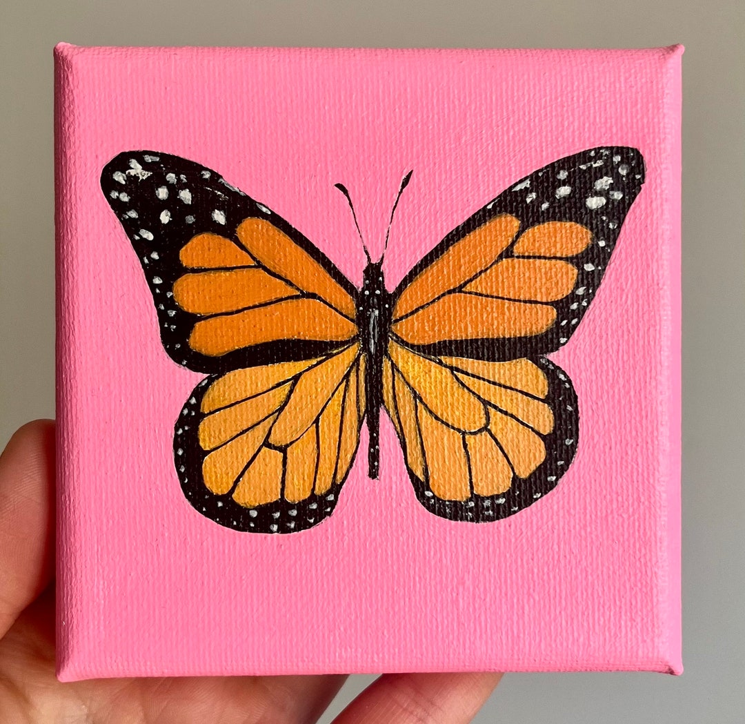 Mini Monarch Butterfly Acrylic Painting, Butterfly Artwork, Small ...