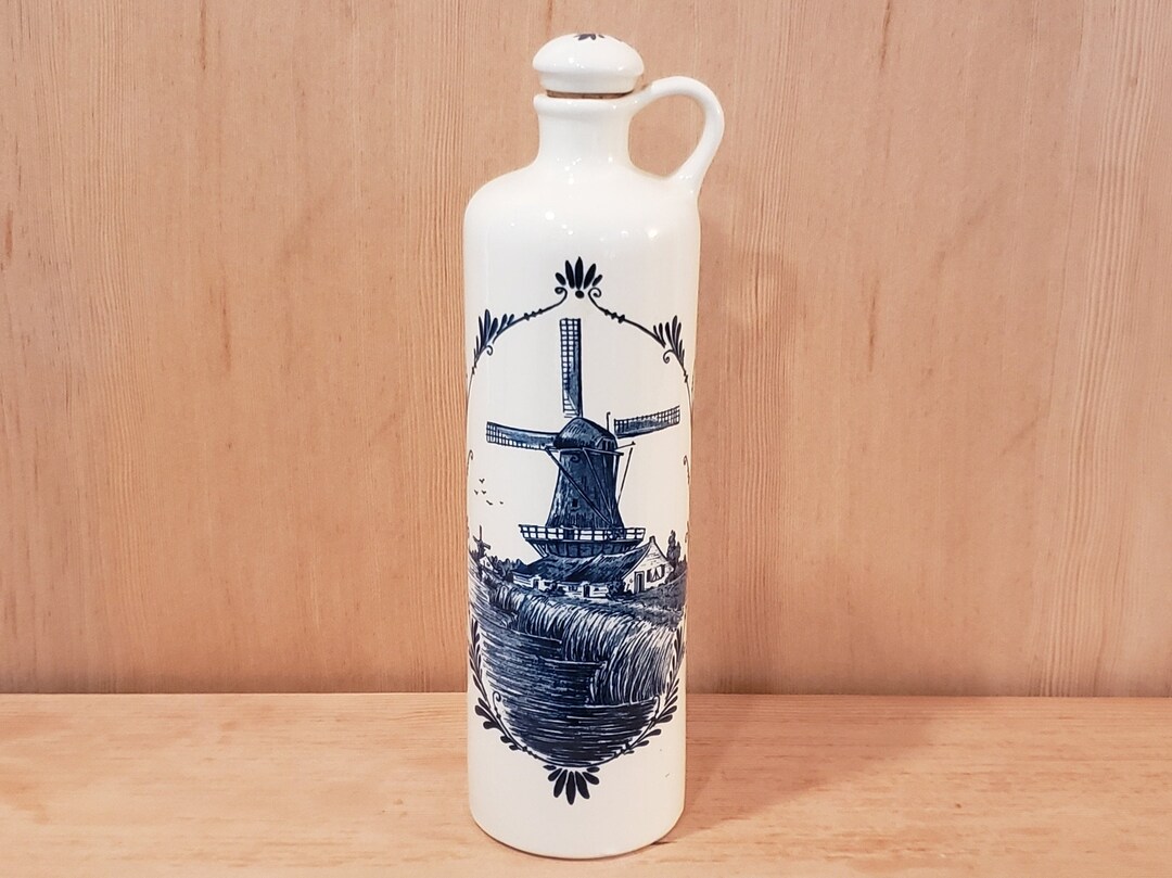 Vintage Delft Stoneware Jug Bottle Bols Genever Dutch Gin Blue and ...