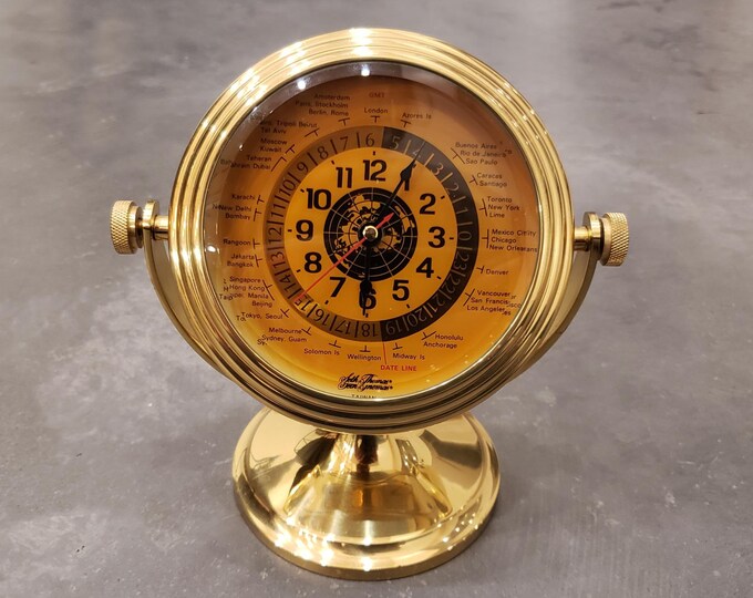 Vintage Seth Thomas World Clock - Brass Casing With Tilt Gimbal ...