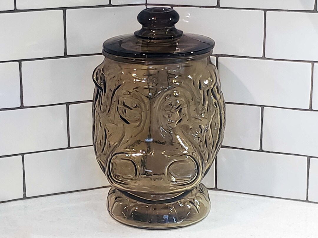 1970's Libby Glass Hippo Cookie Jar Smokey Brown Pressed - Etsy