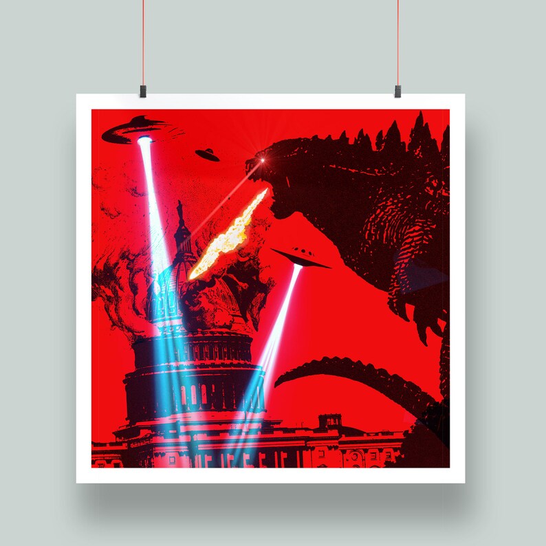 Godzilla Attack // Printable Collage Print // Digital Download - Etsy