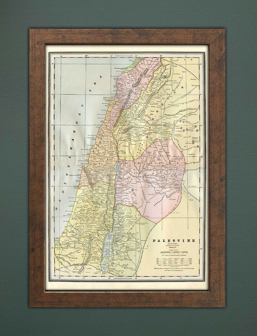 Vintage Printable Map | Palestine | 1890s | Downloadable Print - Etsy