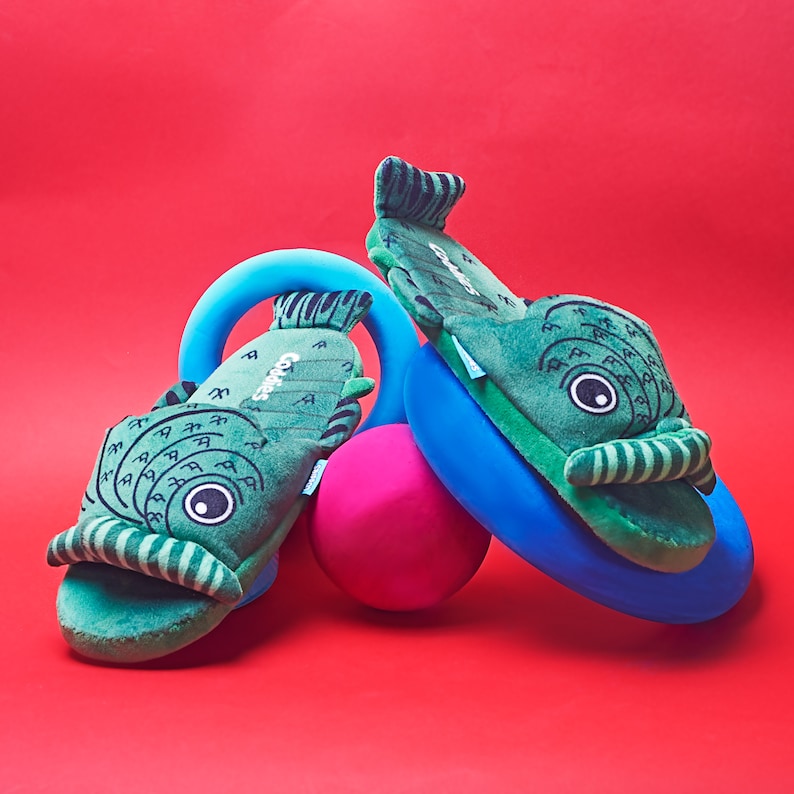 Coddies Bass Slippers | Fish Slippers, Funny Gift, Plush Slippers | Men ...