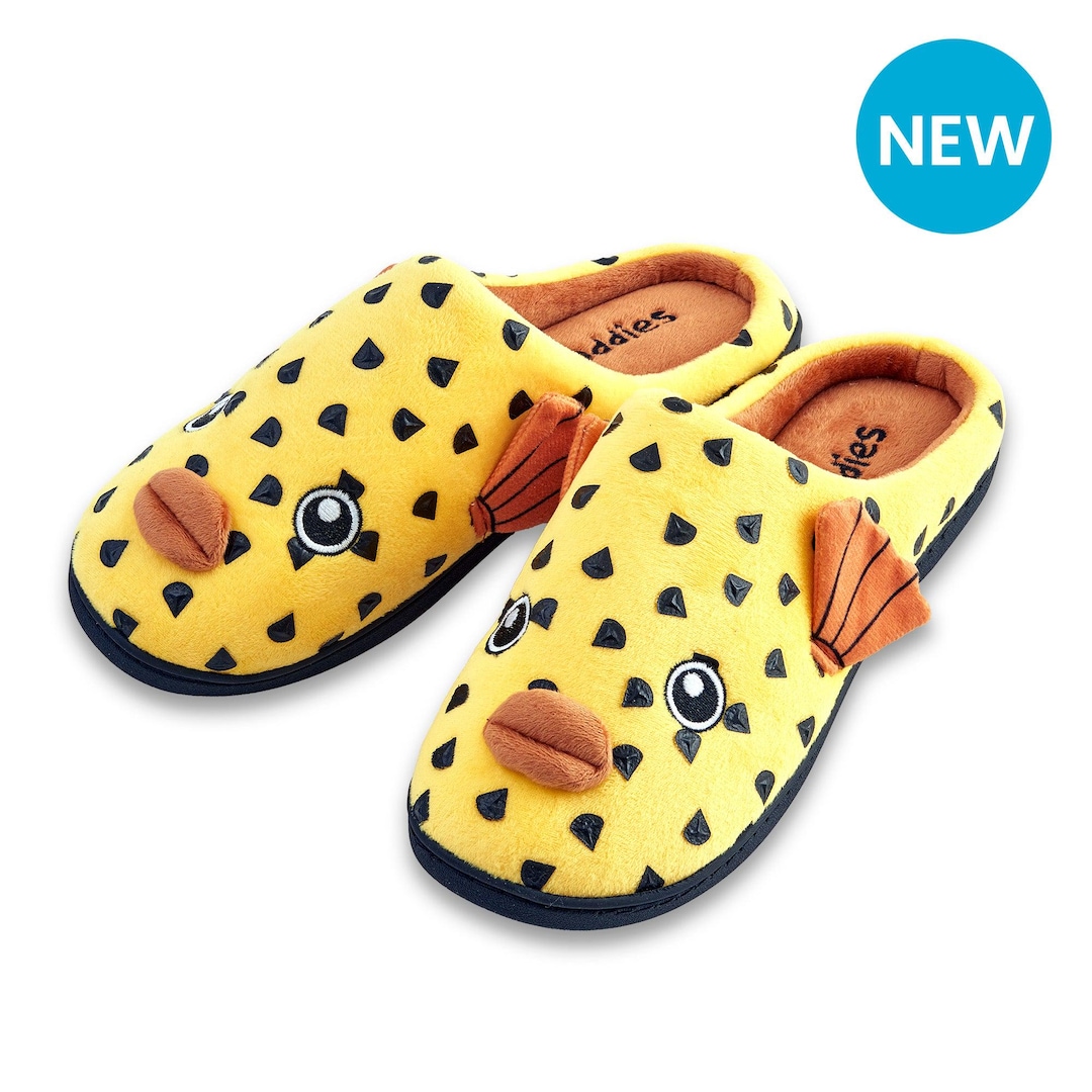 Coddies Pufferfish Slippers | Funny Fish Slippers for Men & Women ...