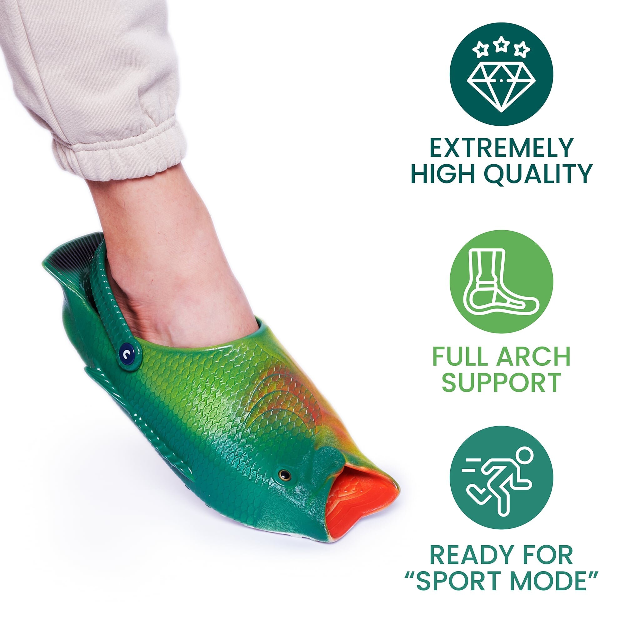 Coddies Fish Clogs | Sporty Bass Fish Flip Flops With Back Strap | the ...