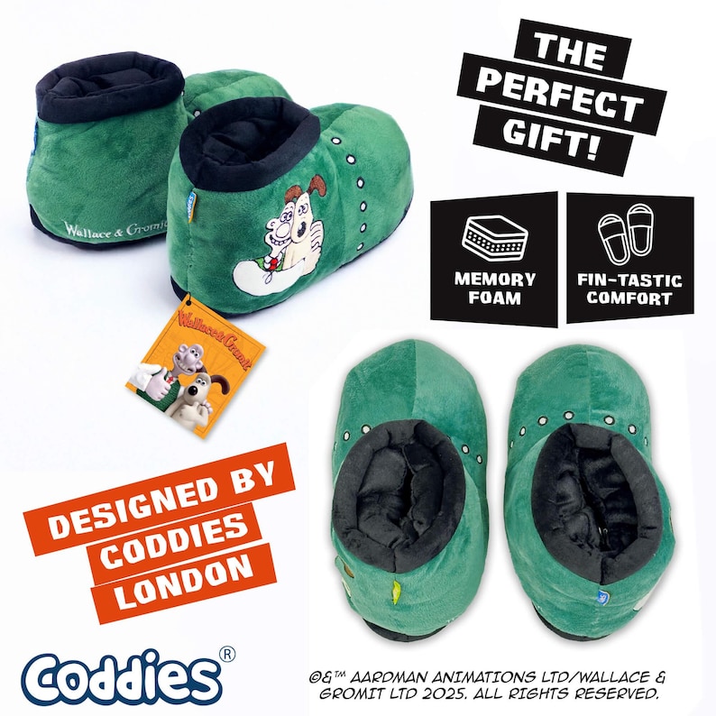 Coddies Wallace & Gromit Boot Slippers - Official Merchandise - Plush ...