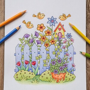 Printable Digital Coloring Page for Grownups HELLO SPRING - Etsy