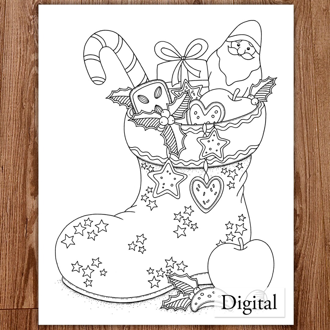 Printable Digital Coloring Page for Grownups, MERRY CHRISTMAS Volume 2 ...